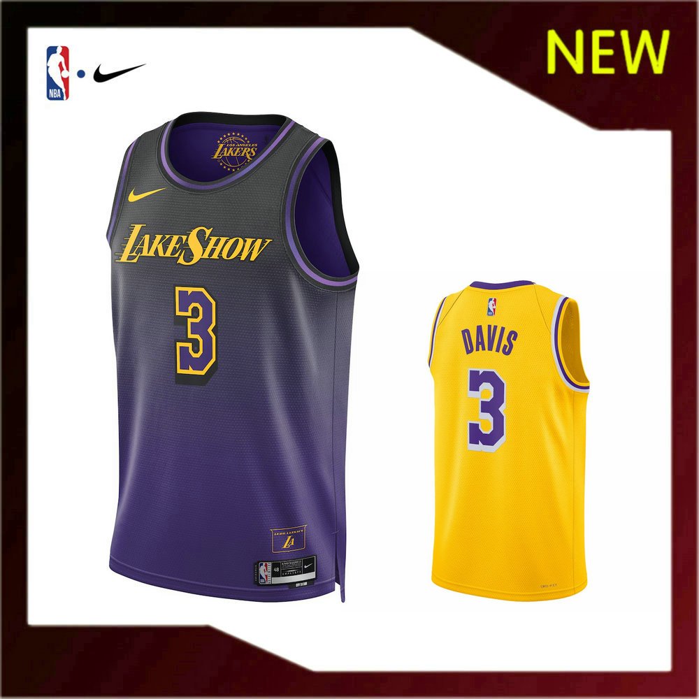 เสื้อบาสเก็ตบอลรุ่นใหม่แบบกดความร้อน Lakers 3 Anthony Davis Jersey ...