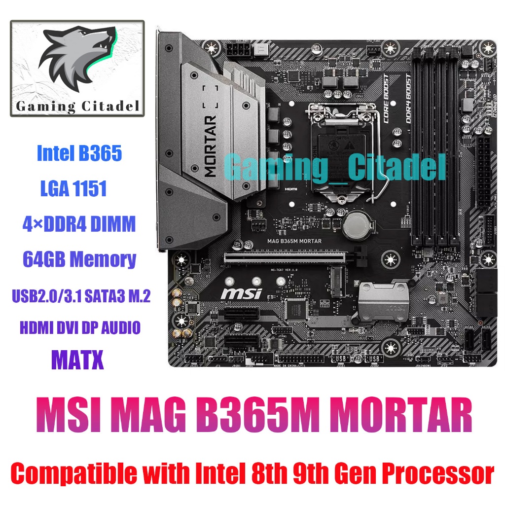 Msi MAG B365M MORTAR MATX เมนบอร์ด DDR4 รองรับ Intel 8th 9th ...