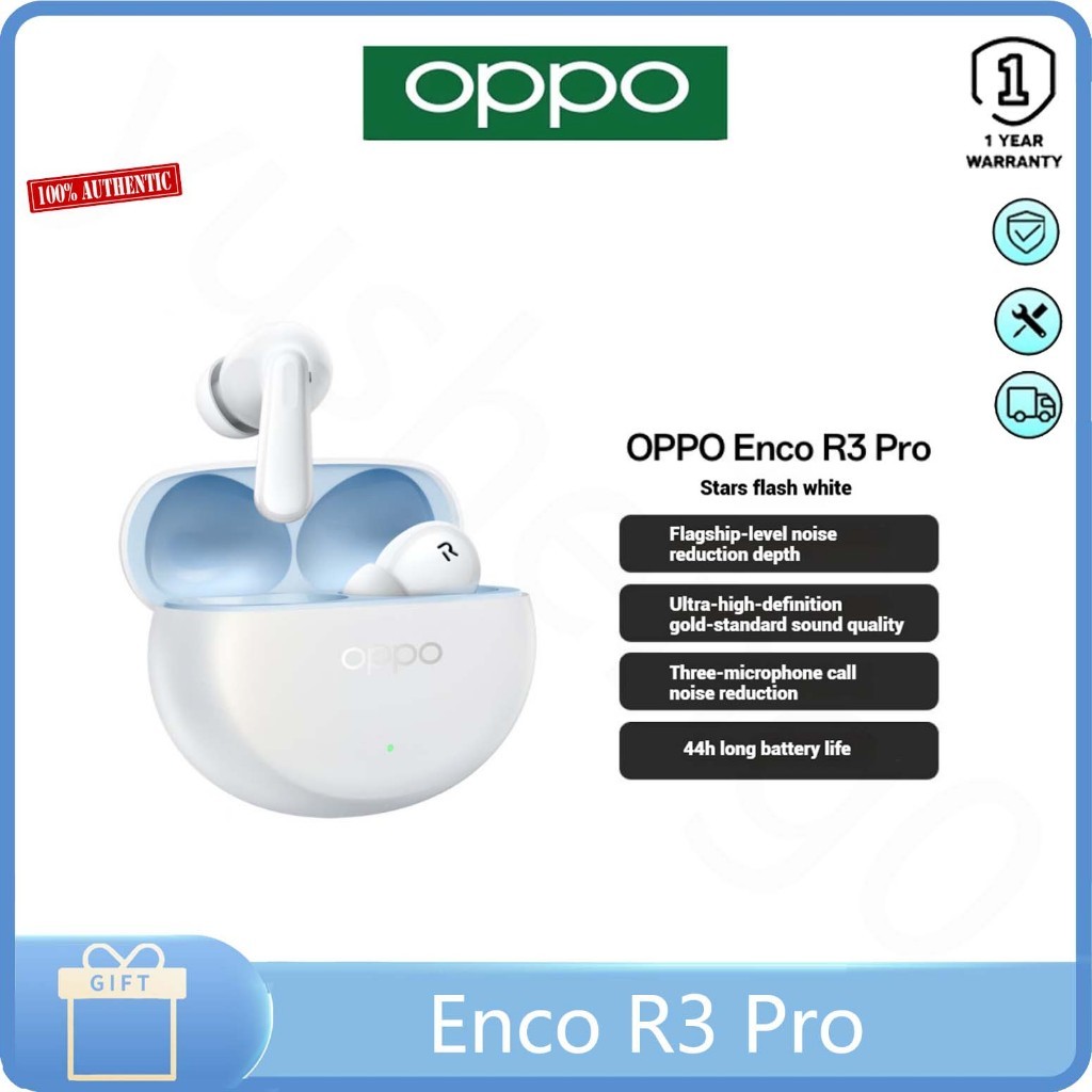 Oppo Enco R3 Pro หูฟังบลูทูธตัดเสียงรบกวนไร้สายที่แท้จริง หูฟังเกมกีฬาวิ่งเพลงในหู | Shopee Thailand