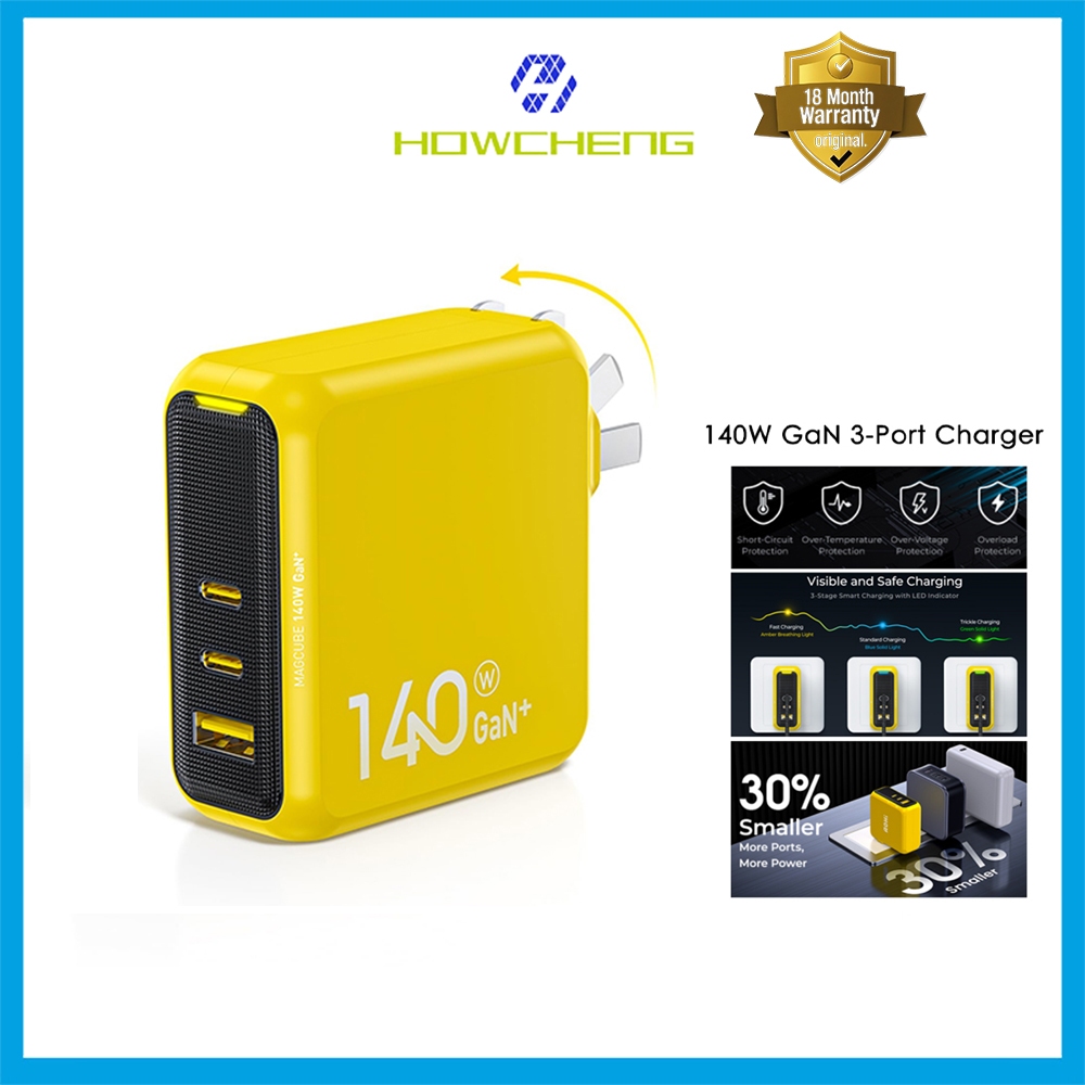 Aohi Magcube 140W USB C Charger PD3.1 3-Port GaN + แล็ปท็อป Wall Charger 100W Fast Charging ...