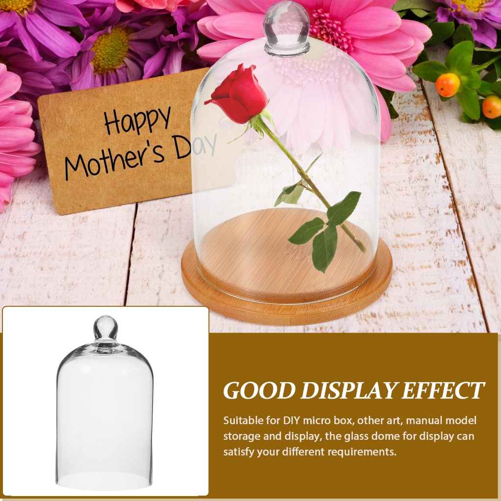 💖แก้วdiffuser Bell Jarจอแสดงผลโดมใสพร้อมฐานดอกไม้ที่เก็บรักษาไว้ภูมิ ...
