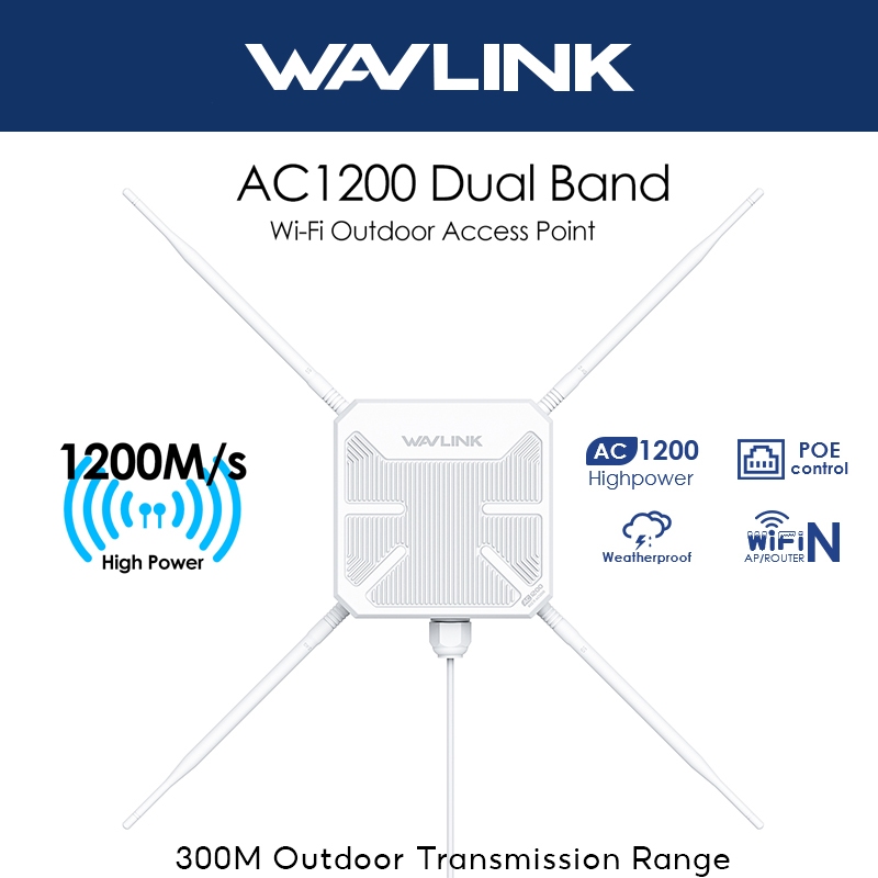 Wavlink AC1200 Outdoor Access Point Dual-Band Wi-Fi Extender พร้อมเสา ...