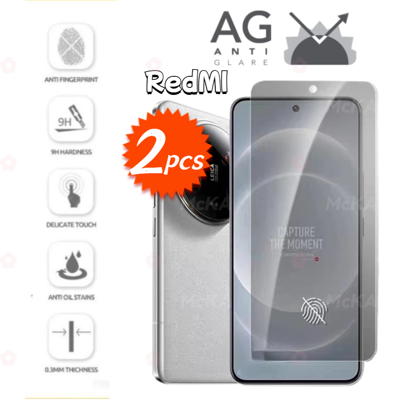 2PCS ฟิล์มกระจกด้าน ช่วยลดรอยนิ้วมือ สำหรับ Xiaomi Redmi 14C 13C A3 หมายเหตุ 13 12C 12 12s A3 A2 ...