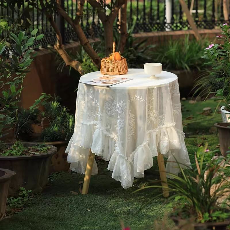 ผ้าปูโต๊ะลูกไม้ฝรั่งเศส Rococo Ruffled Hollow TV โต๊ะกลมโต๊ะกาแฟผ้า ...