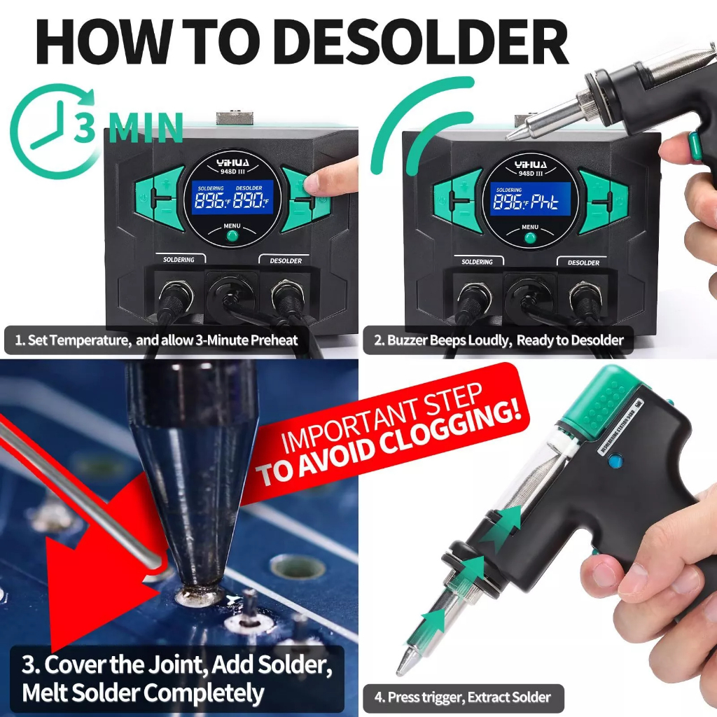 Yihua 948D III หัวแร้ง Desoldering Station Kit พร้อมเครื่องมือ Desolder อัพเกรด | Shopee Thailand