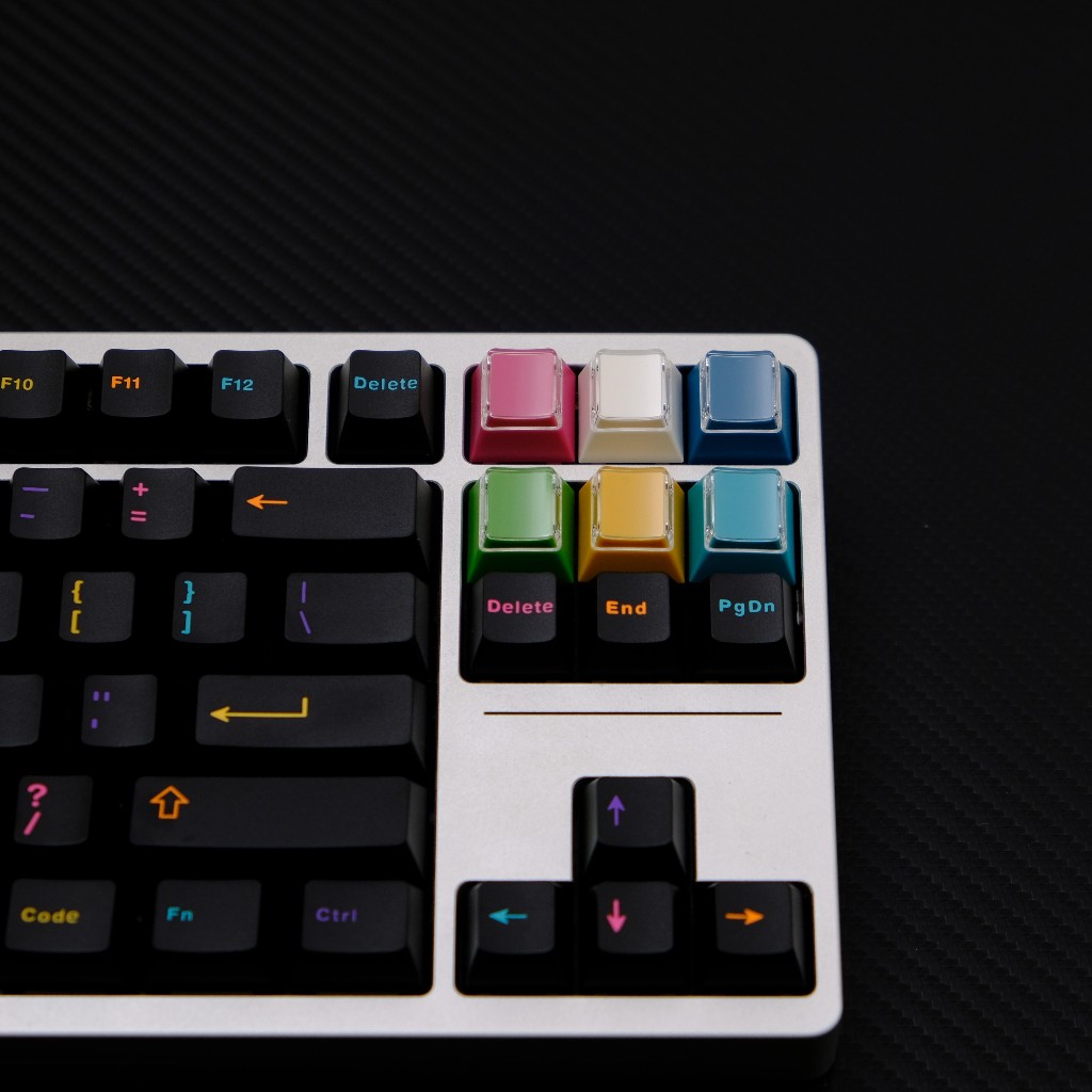 Gmk Mictlán 121 คีย์ ABS double Shot Keycaps Rainbow สีสัน Fon บนสีดํา ...