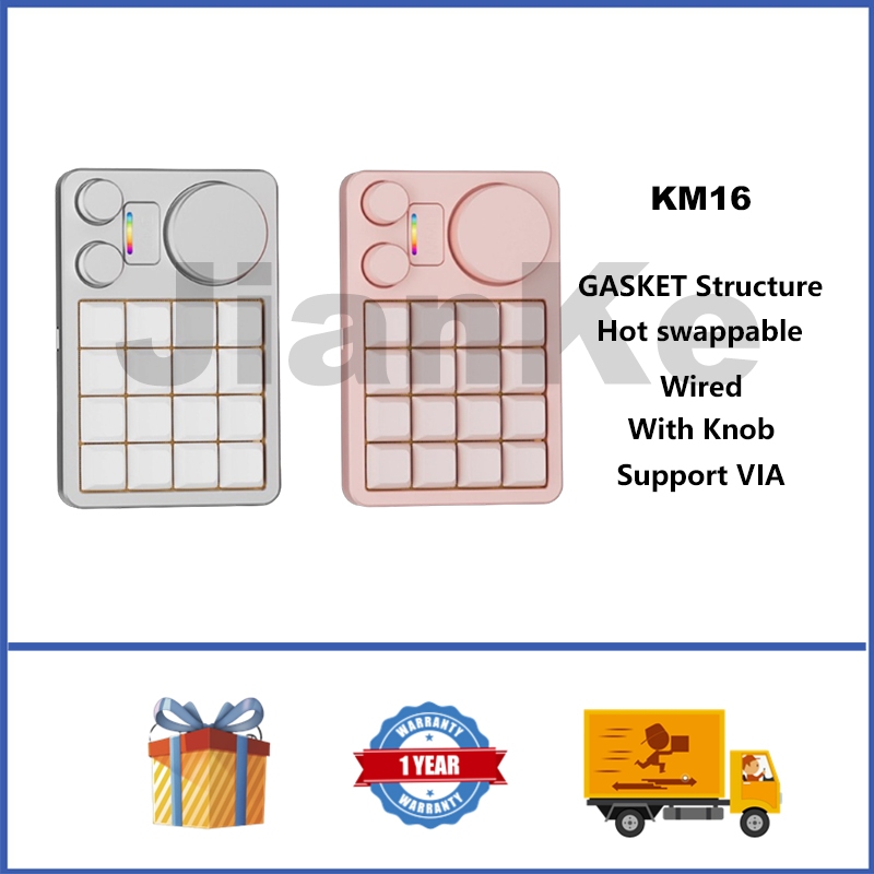 Mmd KM16 แป้นพิมพ์ตัวเลขอลูมิเนียม 16 คีย์ Hot swappable RGB GASKET ...