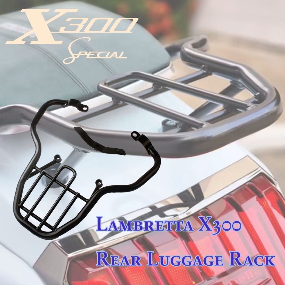 อุปกรณ์เสริมรถจักรยานยนต์เหล็กเหล็ก LAMBRETTA X300 X200 ด้านหลังกล่อง Rack กระเป๋าเดินทางสําหรับ ...