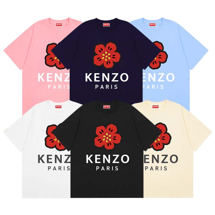 Kenzo Takada ดอกไม้หน้าอกของ LOGO2024 ฤดูร้อน สินค้าใหม่ เสื้อเชิ้ตแขนสั้นลายดอกไม้ BOKE FLOW T ...