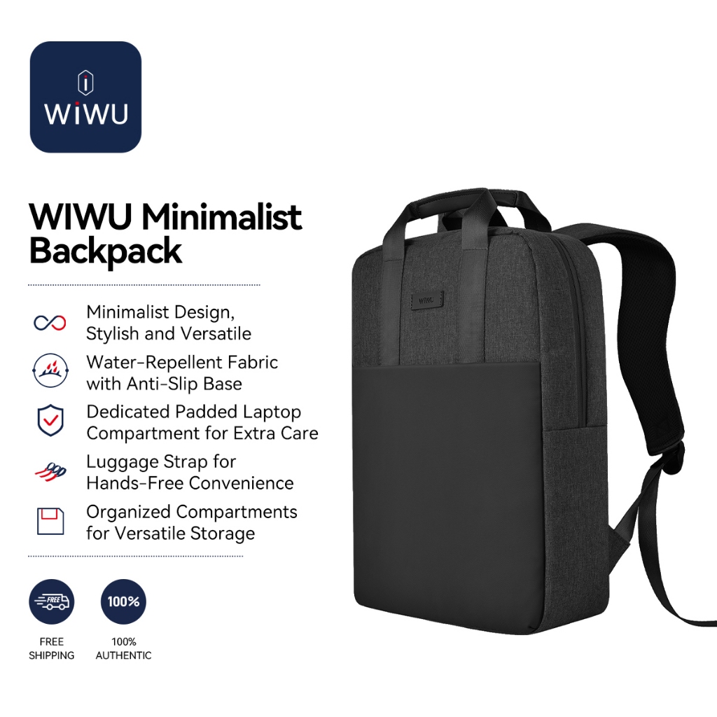 WIWU Pilot Backpack น้ําหนักเบา Anti-Collision Water-Repellent Laptop Bag | Shopee Thailand