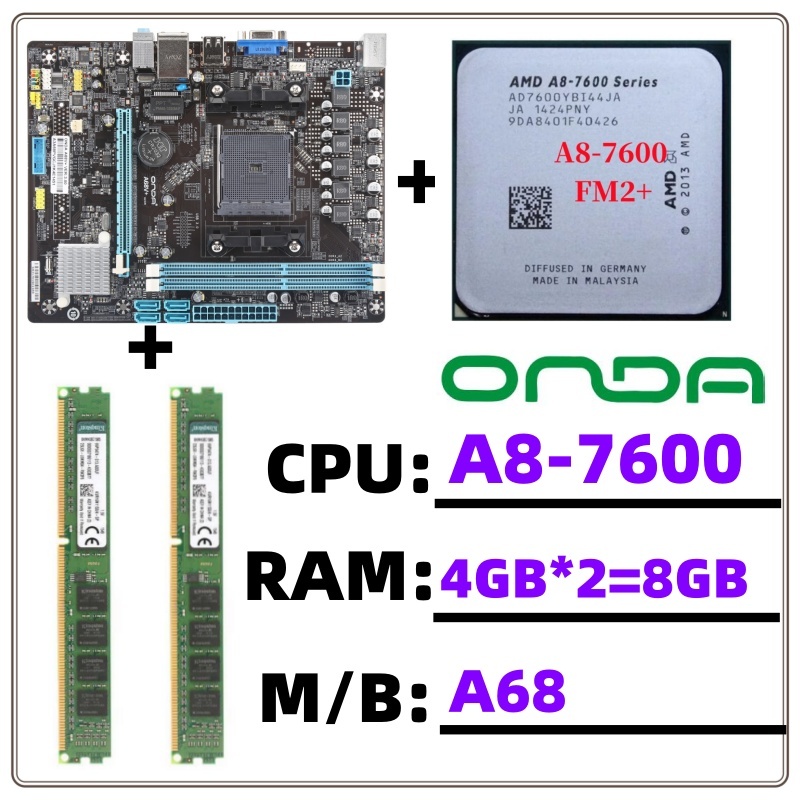 ONDA ใช้ FM2 FM2 + A68Motherboard A8/A10-7500/7600/7650/5700 8GB CPU DDR3 8GB Desktop PC พร้อม ...