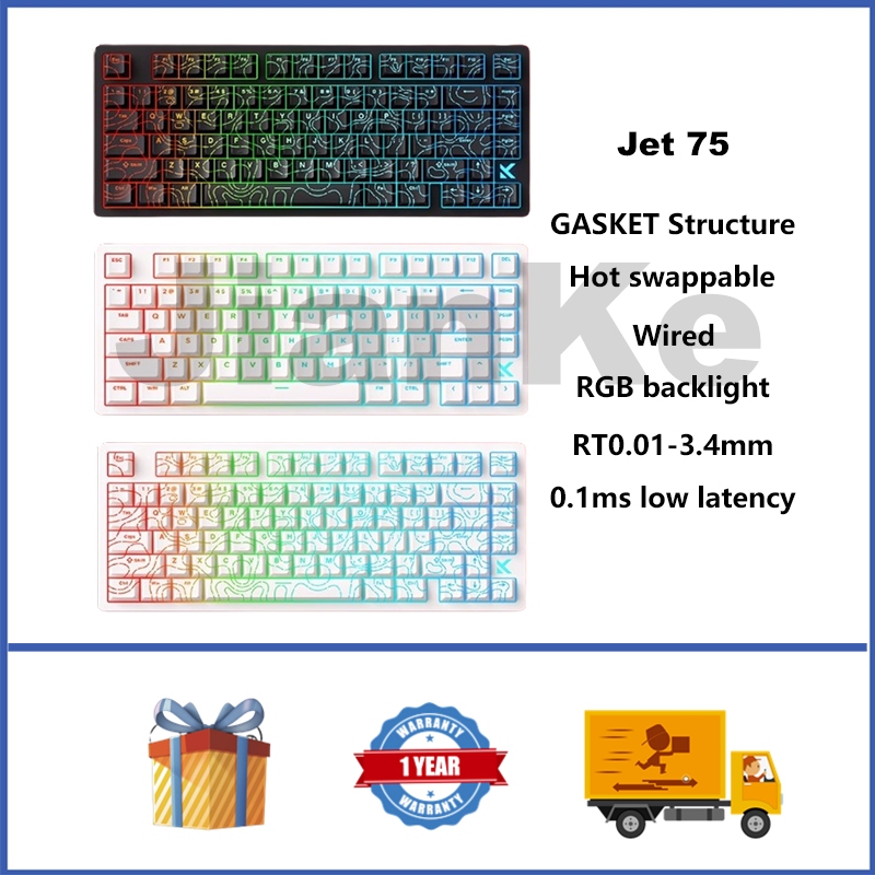 Mchose Jet75 คีย์บอร์ดแม่เหล็กแบบมีสาย 75% Hot swappable RGB GASKET RT0.01 Dynamic Key Range RS ...