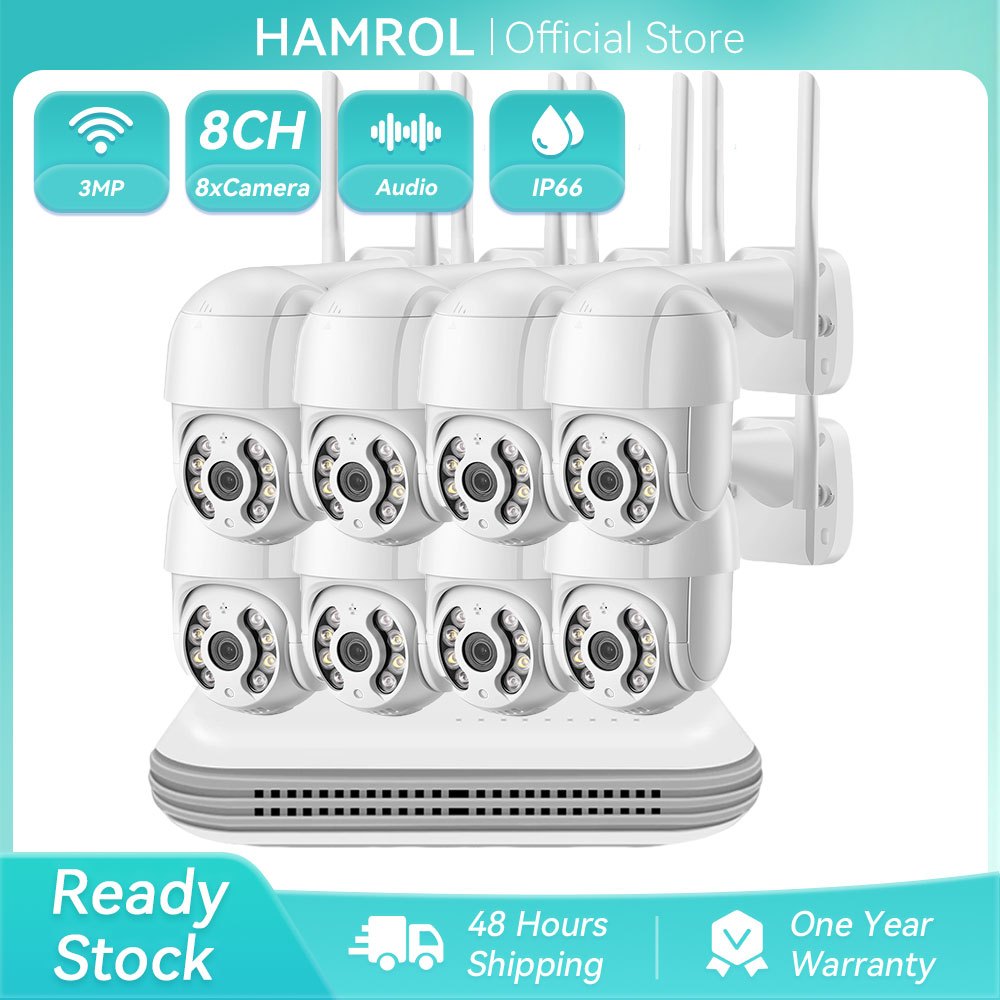 Hamrol H.265 8CH 3MP PTZ WIFI IP Security Camera Wireless NVR System ...