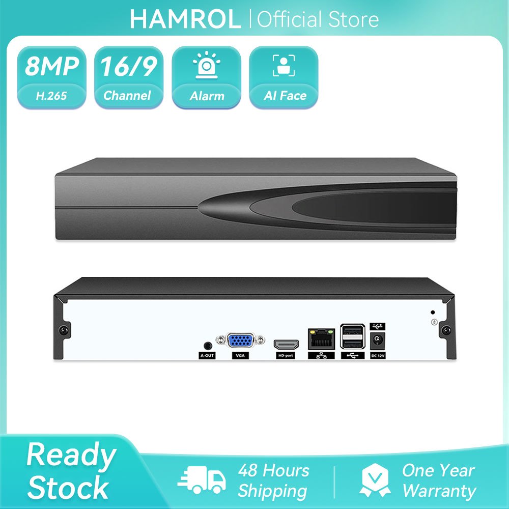 Hamrol 16CH 5MP/9CH 4K CCTV NVR H.265 Network Video Recorder Face ...