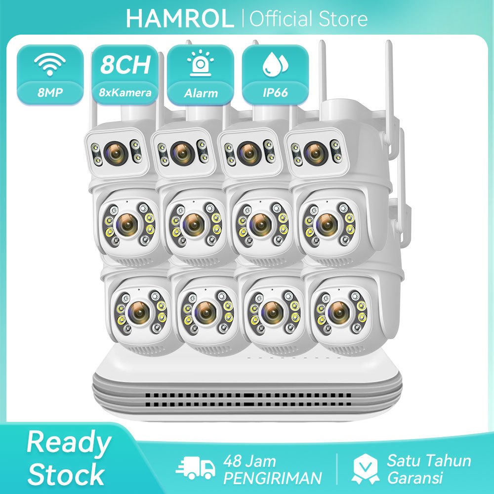 Hamrol 8CH 4K 8MP H.265 Dual Lens PTZ WIFI IP Security Camera WIFI NVR ...