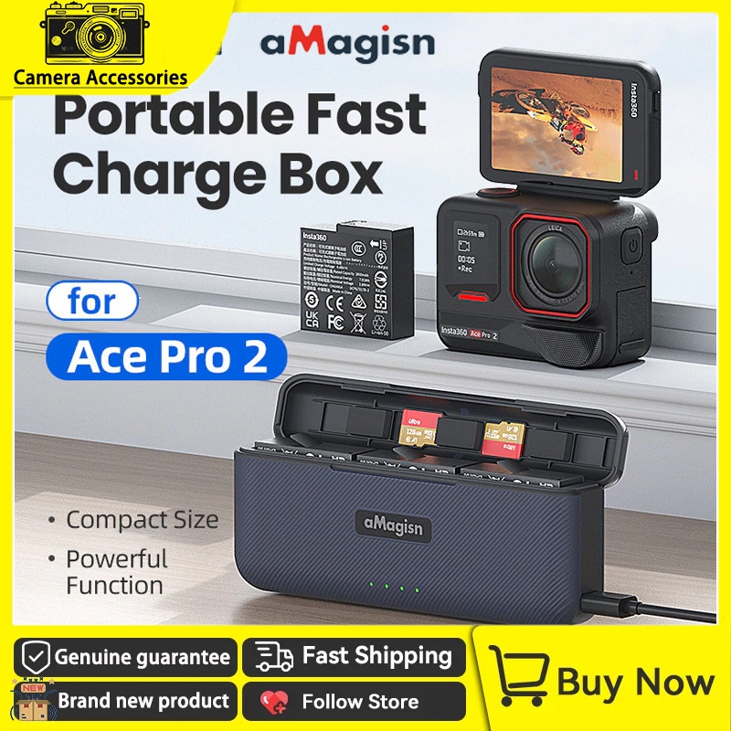 AMagisn Insta360 Ace Pro/Ace Pro 2 Fast Charging Box + Original 1800mAh ...