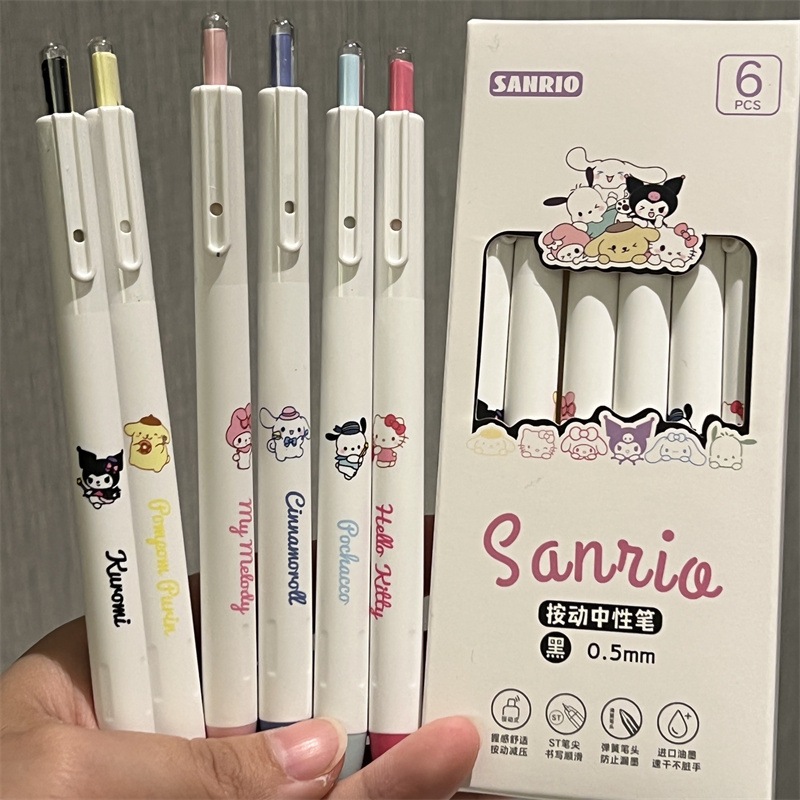 SANRIO 6ปากกา/ชุด ซานริโอ ชุด ปากกาเจลแห้งเร็ว ปากกาหมึกสีดําเรียบสุดคุณภาพสูง | Shopee Thailand
