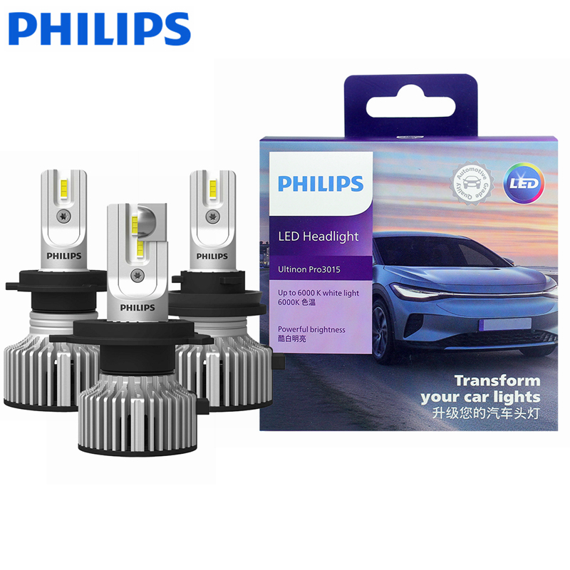 Philips Ultinon Pro3015 H1 H4 H7 H11 HB3 9005 HB4 9006 HIR2 9012 LED หัวรถ 6000K สีขาวสว่าง LED ...