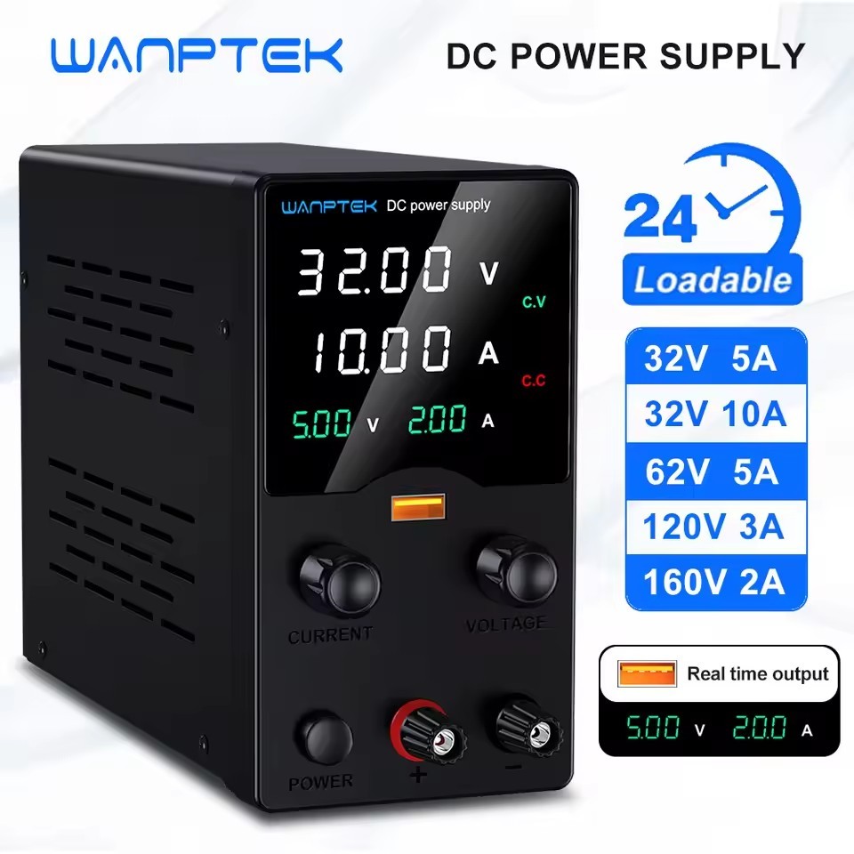Wanptek DC Power Supply 30V 10A 5A 60V 5A 120V 3A Variable Bench Power Supply ปรับ Lab Power ...