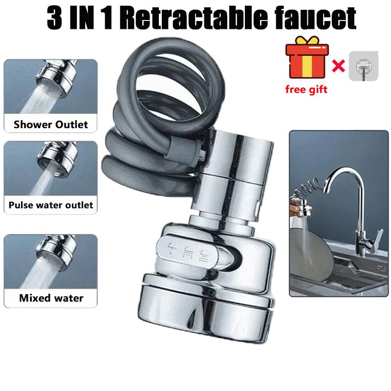 3 ใน 1 Faucet Gadget Gadget Faucet 360 °ตัวกรองโรตารี่ส่วนขยายท่อฝักบัว ...