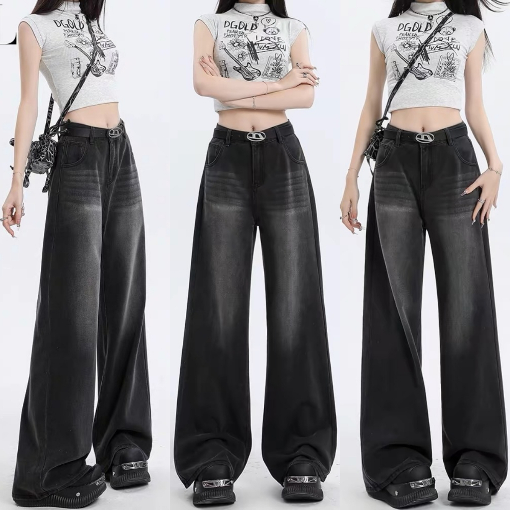Jean Womens Fate Black Baggy Jeans Semi Big Tur Denim กางเกงยีนส์เอวสูง ...