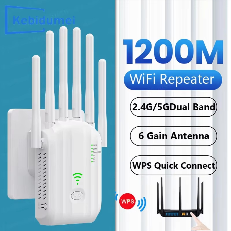 Wireless WiFi Repeater 1200Mbps สัญญาณ Extender 2.4G 5GHz Dual Band Wi-Fi Amplifier เครื่องขยาย ...