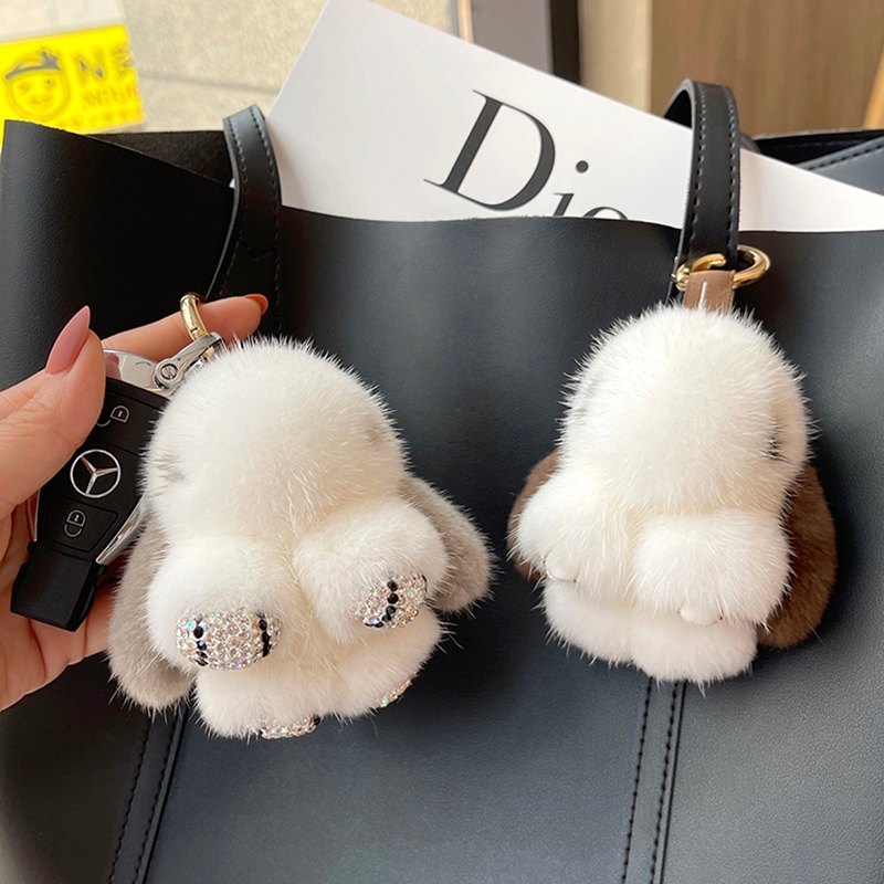Mink Fur Bunny น่ารักหญิงกระเป๋าเครื่องประดับตุ๊กตาตุ๊กตาเครื่องแต่งกาย ...