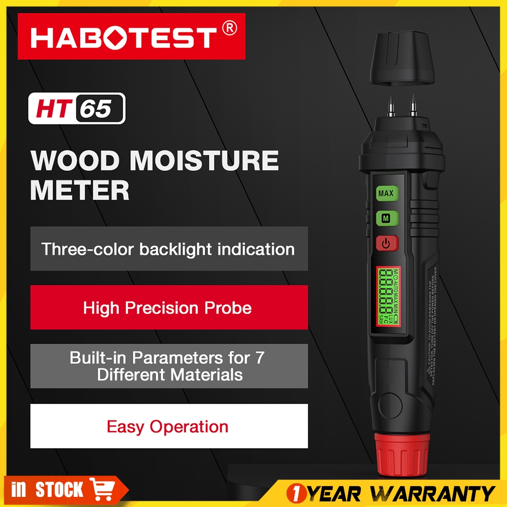 Habotest HT65 เครื่องวัดความชื้นไม้ขนาดเล็กแบบดิจิตอล 0 ~ 58% Timber ...