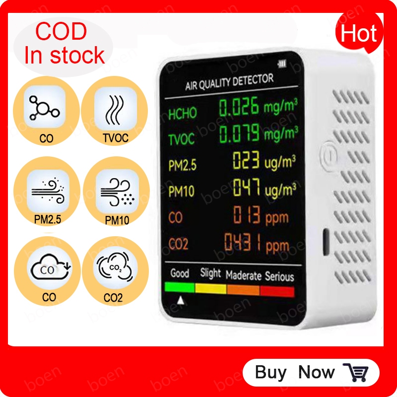 6-in-1/15-in-1 Air คุณภาพเครื่องตรวจจับ PM2.5 PM10 HCHO TVOC CO2 ฟอร์มาลดีไฮด์หน้าจอ LCD ขนาด ...
