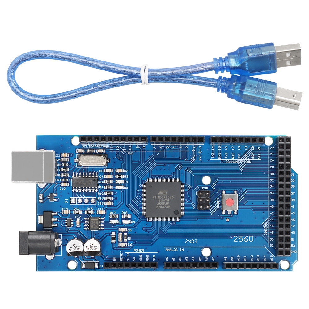 Mega 2560 R3 บอร์ดพร้อมสาย USB ATmega2560-16AU CH340G บอร์ดพัฒนาสําหรับ Arduino | Shopee Thailand