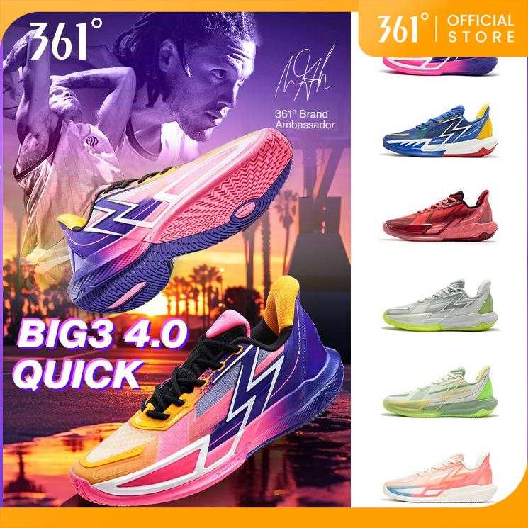 361 Degrees Big3 4.0 Quick รองเท้าบาสเก็ตบอลสำหรับผู้ชาย รองเท้าผ้าใบหุ้มข้อต่ำที่ทนทานต่อการสึก ...