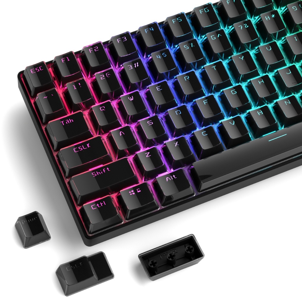 136 คีย์ Elegant Glossy Crystal Black Keycaps PBT OEM Profile Shine ...