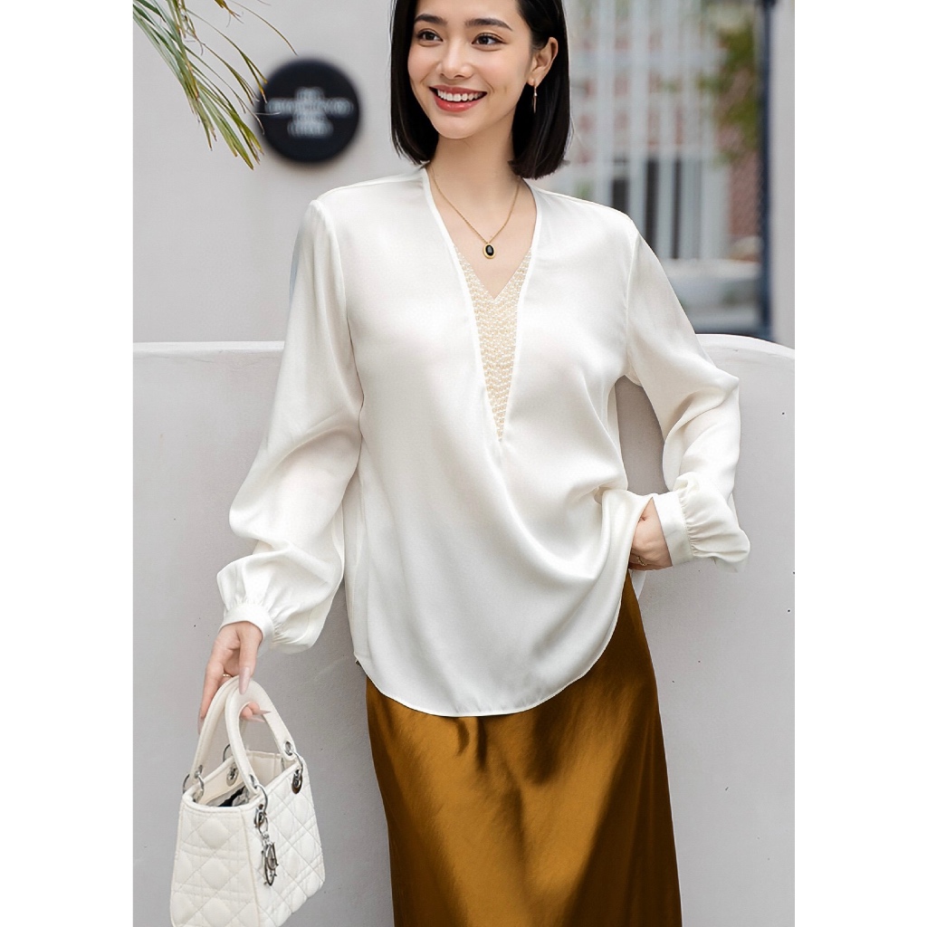 Yimu เสื้อผ้าผู้หญิงขายส่งผ้าไหม Double Joe Top 2025 ฤดูใบไม้ผลิใหม่ ...