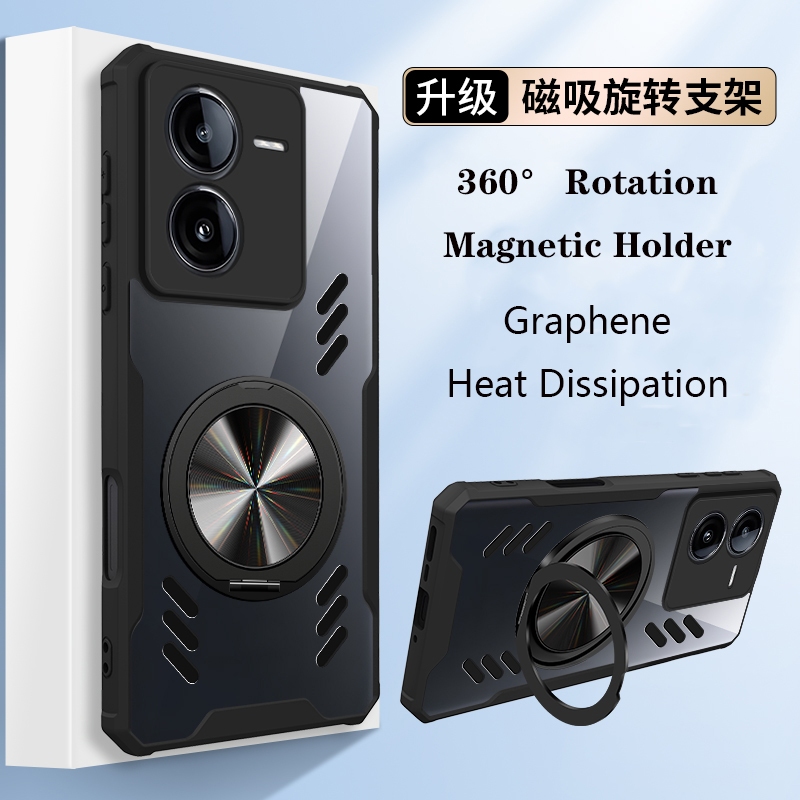 แม่เหล็ก360° ขาตั้งหมุนเคสโทรศัพท์สําหรับ VIVO IQOO Z8 Z8X Z7 Z7X 5G กรณี Graphene การกระจายความ ...