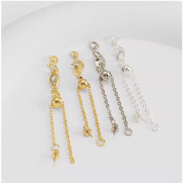 ปรับโซ่ diy 14K สี Retention แบน O 925 ฤดูใบไม้ผลิหัวเข็มขัด Extension Pin Handmade | Shopee ...