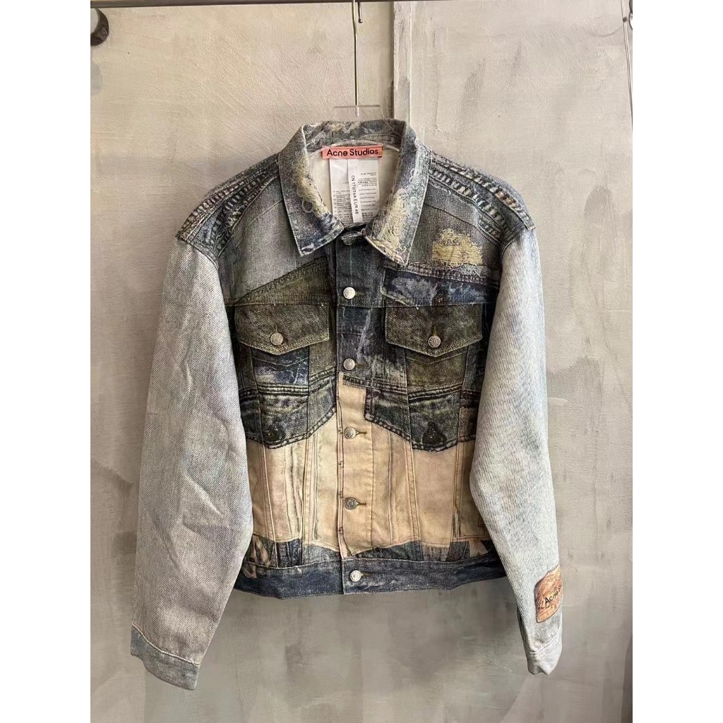 สตั๊ดสิว 24ss Digital Direct Injection 3D Contrast Denim Jacket ...