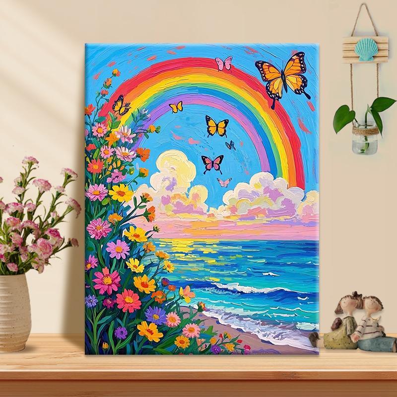 Drofe, Butterfly Rainbow, Paint by Numbers, สีอะครีลิค, ภาพวาด Diy, ภาพ ...