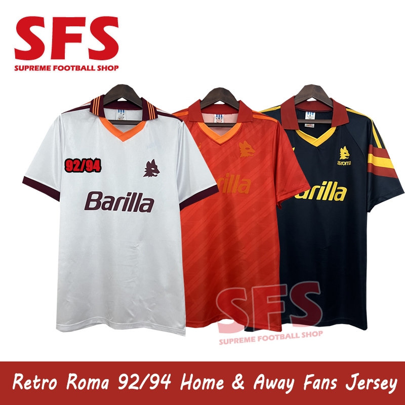 SFS คุณภาพสูง 1992-94 Retro ROMA เสื้อฟุตบอลเสื้อยืดเสื้อกีฬาแฟนๆรุ่น S ...