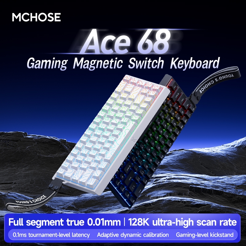 Mchose ACE68 สวิทช์แม่เหล็ก RGB คีย์บอร์ดเกมแบบมีสาย Rapid Trigger 8K Polling Rate Esports ที่ ...