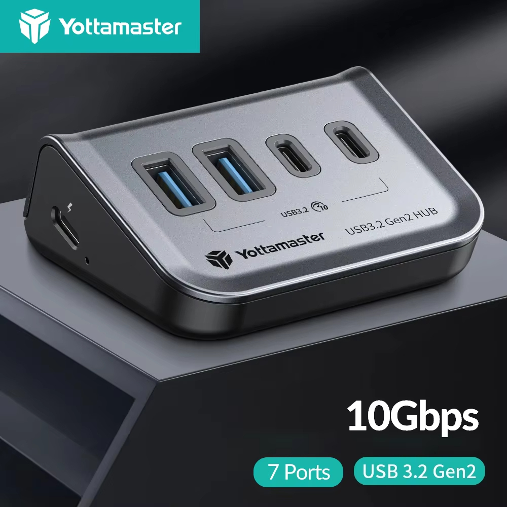 Yottamaster ฮับขยาย USB C OTG 10Gbps PD60W USB3.2 Gen2 Type C หลายพอร์ต ...