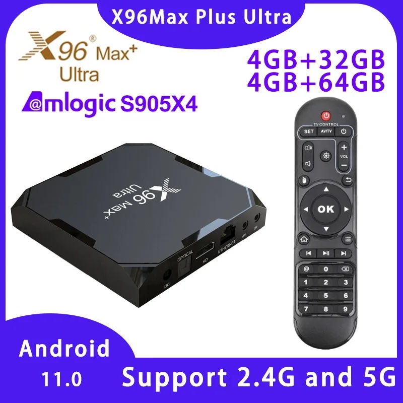 Set-top Box X96 Max Plus Ultra TV Box Android 11.0 Amlogic S905X4 8K Video Dual Wifi BT Media ...