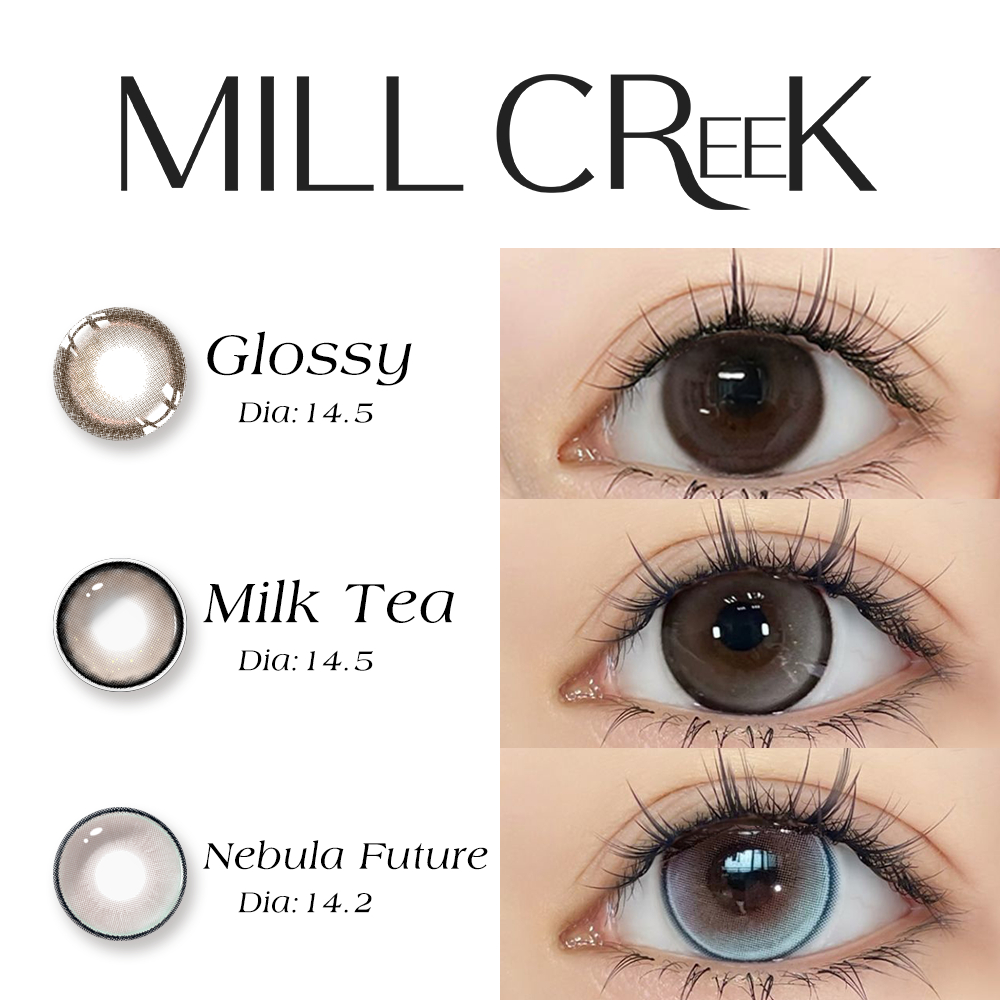 (COD) Mill Creek 2 ชิ้น/1 Pair คอนแทคเลนส์สี ซื้อ 2 แถม 60ml Solution ...