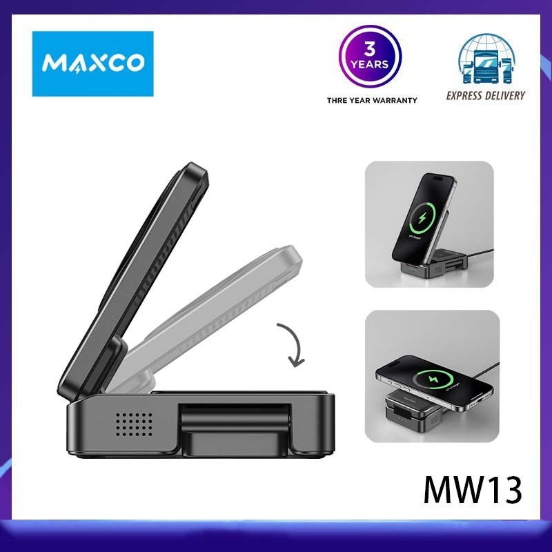 Maxco MW13 เครื่องชาร์จไร้สายรองรับชุดหูฟังสําหรับนาฬิกาโทรศัพท์ รองรับ ...