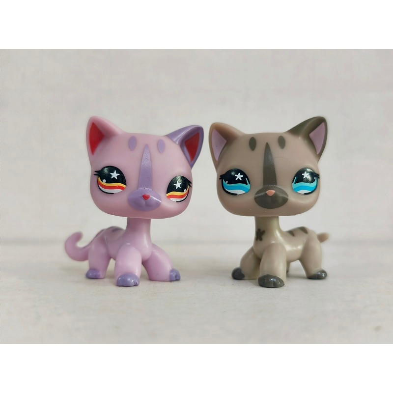 2 ชิ้น/ล็อต LPS ของเล่น Littlest Pet Shop สีม่วงแมวสีน้ําตาล #933#468 ...