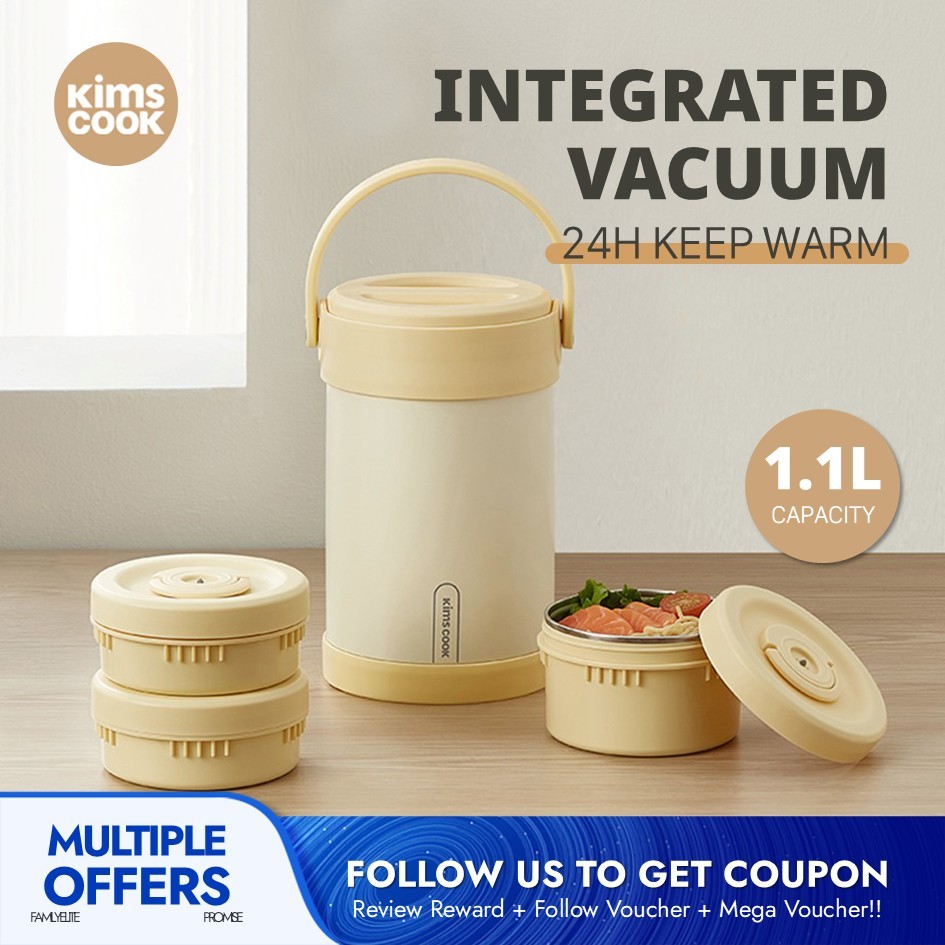 Kimscook กล่องอาหารกลางวันหุ้มฉนวนกล่องเบนโตะสแตนเลสหลายชั้นสําหรับ ...