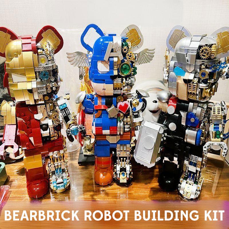 Bearbrick รูปปั้นอะนิเมะ LED Light Up Superhero Building Robot Kit Bear ...