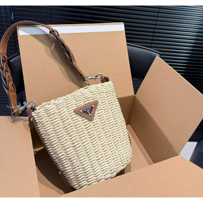 [กล่องของขวัญ] แฟชั่น prada Weaving Craft Crossbody Bag คุณภาพสูงกีฬา ...