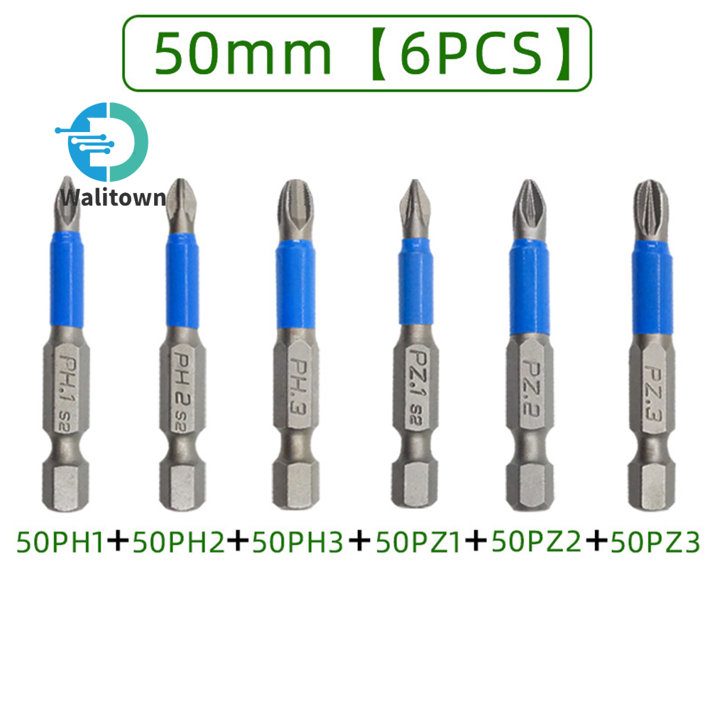 6 ชิ้นชุด Anti-Slip Bit ไขควง S2 เหล็กไฟฟ้า Bit Tip Cross Bit | Shopee ...