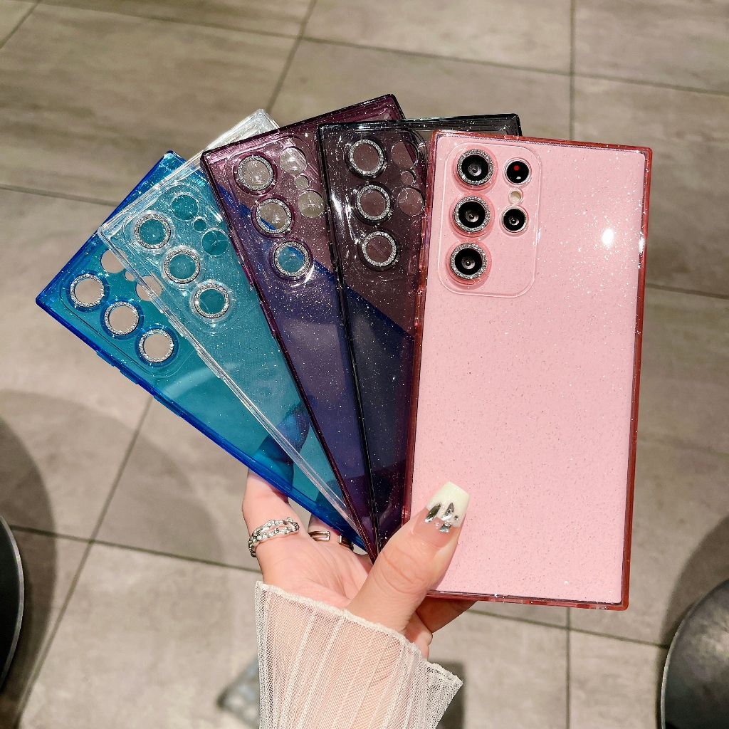 เคสโทรศัพท์มือถือใส แบบนิ่ม ลายกากเพชร สําหรับ compatible for Samsung Galaxy S24 S23 S22 S21 S20 ...