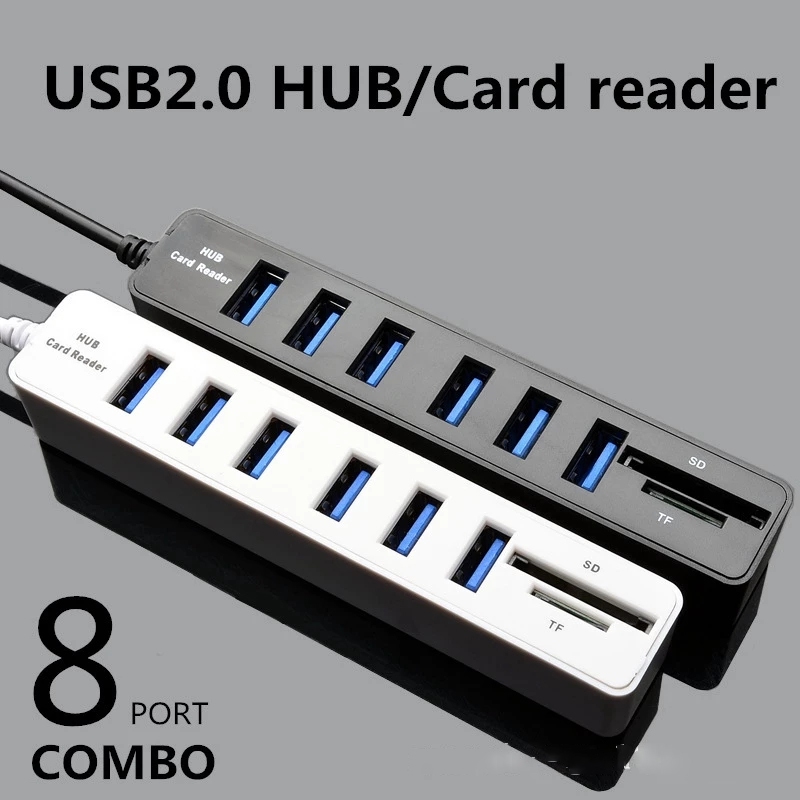 ฮับ Usb Combo 8 พอร์ต Splitter Tf SD Card Reader Hub 8 พอร์ต 2.0USB ...